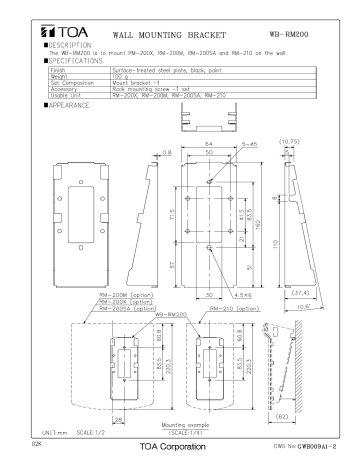 TOA WB-RM200 Specification Data | Manualzz