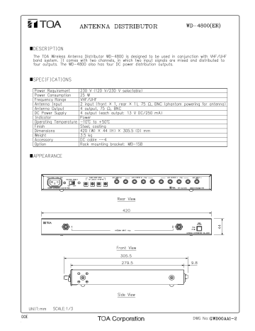 Optimus WD-4800 E DISTRIBUIDOR ANTENAS 2ENT/4SAL Datasheet | Manualzz