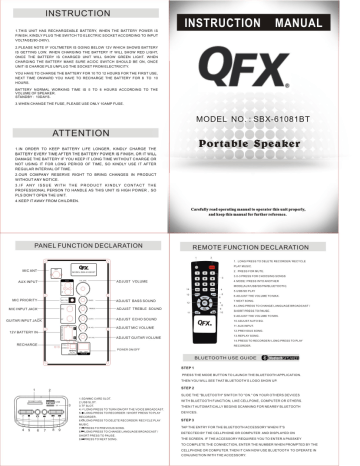 QFX PBX-61081BT/SI Portable Bluetooth Speaker User Guide | Manualzz