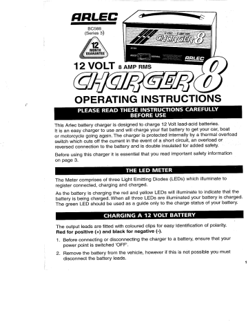 Arlec Battery Charger Series 3 BC588 User Manual | Manualzz