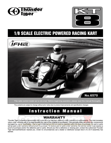 Thunder Tiger KT8 Electric Powered Racing Kart Instruction Manual ...