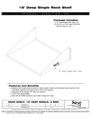 ICC ICC-ICCMSRSF15 20 in. Metallic Rack Shelf Instructions | Manualzz