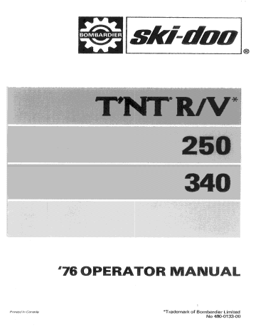 Ski-Doo RV Series 1976 Operator Guide | Manualzz