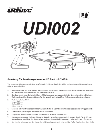 UDI 1002 RC Boot Anleitung | Manualzz