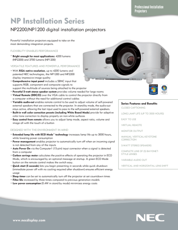 NEC NP1200 Projector Product sheet | Manualzz