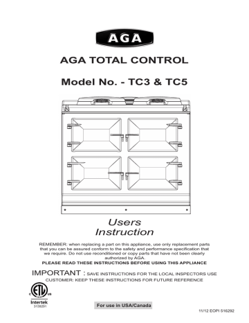 AGA Total Control Users Instructions | Manualzz