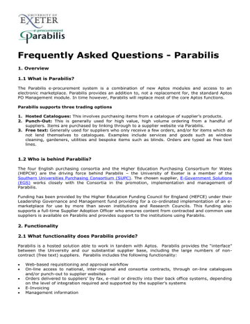 Parabilis e-procurement system FAQ | Manualzz