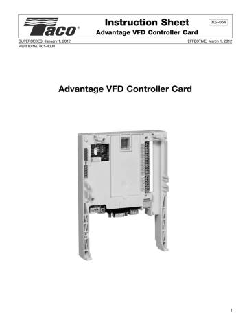 Taco VFD Controller Card Advantage 302-064 Instruction Sheet | Manualzz