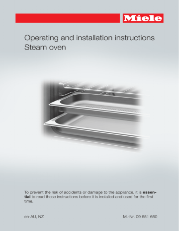 Miele Steam Oven Operating & Installation Instructions | Manualzz