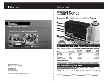 ProMariner ProSport20 PFC Owner's Manual And Installation Manual | Manualzz