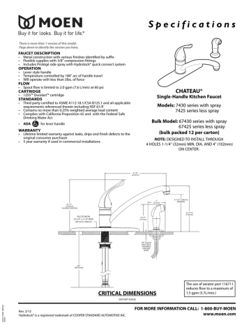 Moen 7425 Chateau Low-Arc Single-Handle Standard Kitchen Faucet in ...