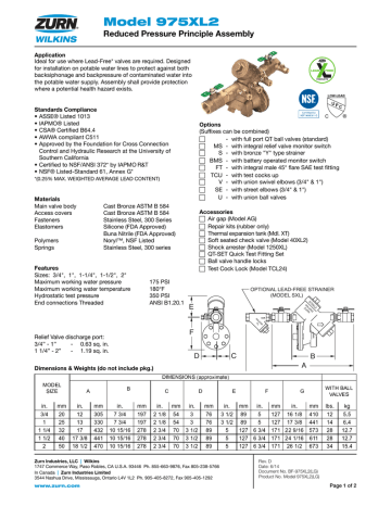 Zurn 2-975XL2S 2 in. Lead-Free Reduced Pressure Principle Assembly with ...