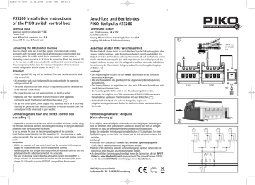 PIKO switch control box 35260 Installation instructions | Manualzz