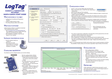 LogTag HAXO-8 Humidity & Temperature Recorder Quick Start Guide | Manualzz