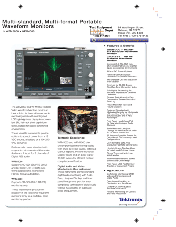 Tektronix WFM5000 & WFM4000 Waveform Monitors Datasheet | Manualzz