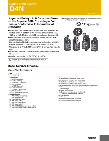 Omron D4N Safety Limit Switch Datasheet | Manualzz