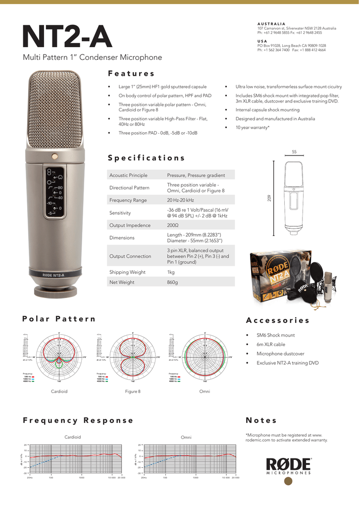 RODE Microphones NT2-A Datasheet | Manualzz