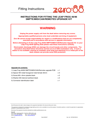 Zero 88 LEAP FROG 48 Fitting Instructions | Manualzz