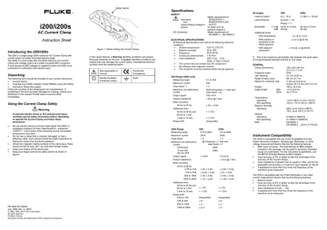 FLUKE AC Current Clamp i200, i200s Instruction Sheet | Manualzz
