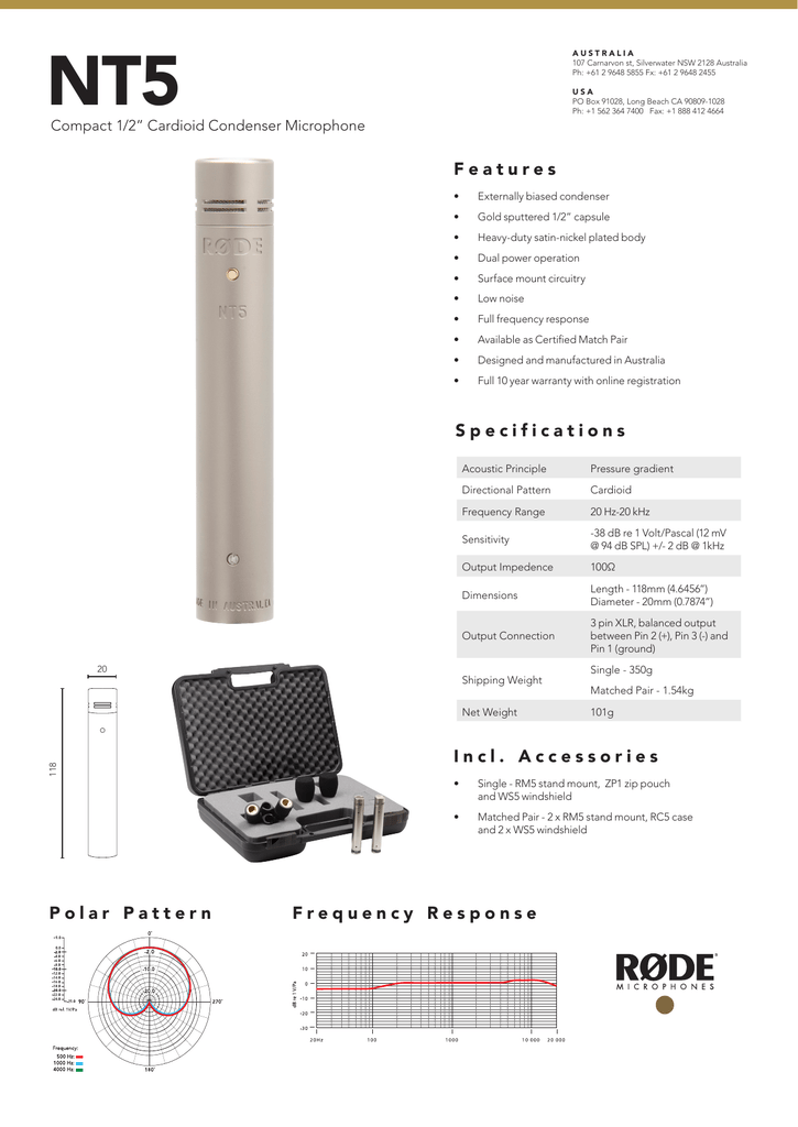 RODE Microphones NT5 Datasheet | Manualzz