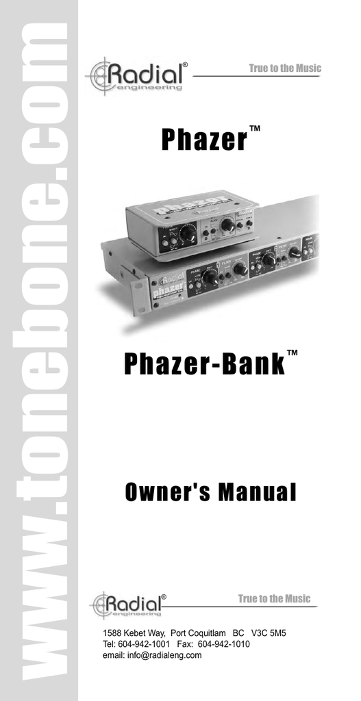 Radial Engineering Phazer Owner's Manual | Manualzz