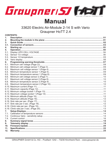 Graupner Electric Air-Module HoTT 2.4 33620 Manual | Manualzz