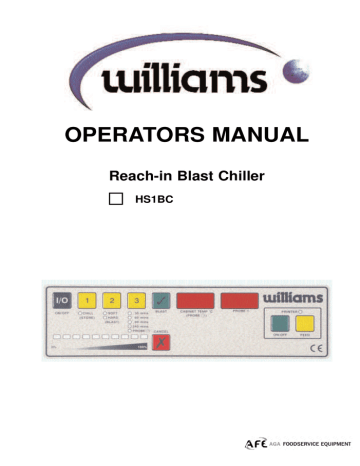 Williams HS1BC Reach-in Blast Chiller Operators Manual | Manualzz
