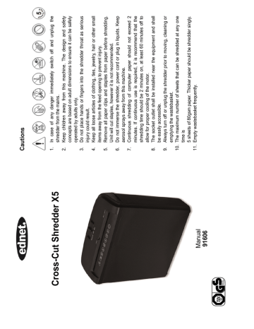 ednet X5 Cross-Cut Shredder Manual | Manualzz