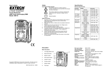 Extech DM110 Multimeter User’s Guide | Manualzz