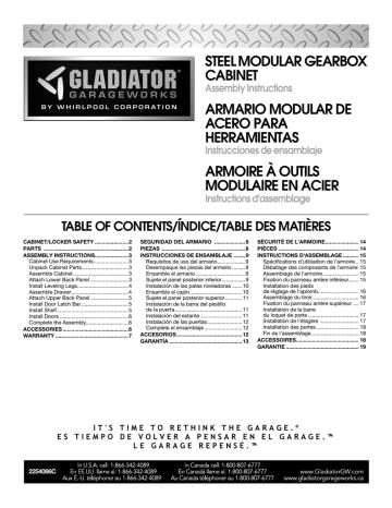 Gladiator Steel Modular Gearbox Cabinet Assembly Instructions | Manualzz