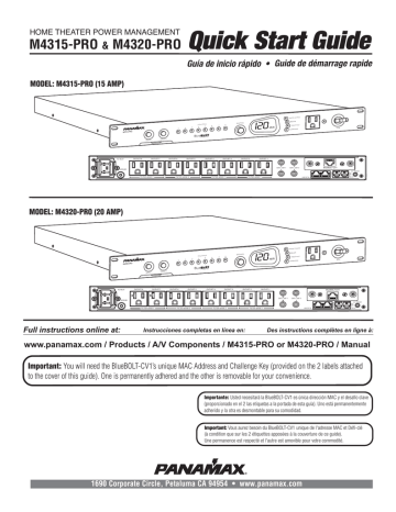 Panamax Blue Bolt M4315-PRO, M4320-PRO Guía de inicio rápido | Manualzz