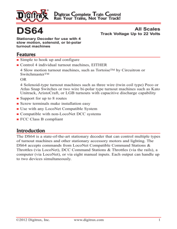 Digitrax DS64 Stationary Decoder User Manual | Manualzz