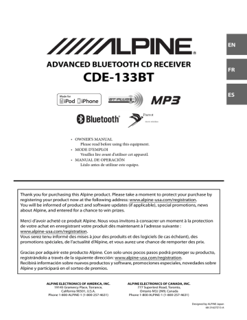 Alpine CDE-133BT Owner's Manual | Manualzz