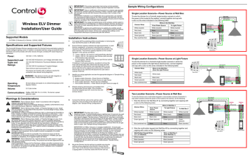 Control4 Wireless ELV Dimmer C4-TDIM1-Z Installation/User Guide | Manualzz