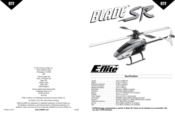 E-flight Blade SR RTF Airframe Instruction manual | Manualzz