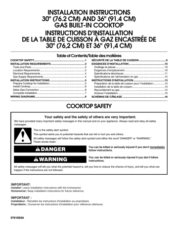Whirlpool GLS3665RS Installation instructions | Manualzz