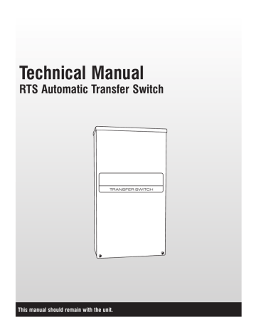 Generac RTS 100A, RTS 200A Automatic Transfer Switch Technical Manual ...