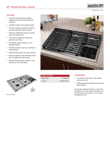 Wolf CG365T/S/LP Specifications | Manualzz