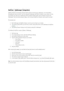 ManageEngine OpManager - Integration Guide, Best Practices Guide, User Guide