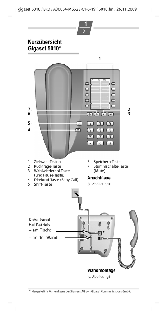 Siemens Euroset 5010 Bedienungsanleitung | Manualzz