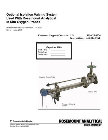 Rosemount Oxymitter 4000 Optional Isolation Valving System Instruction ...