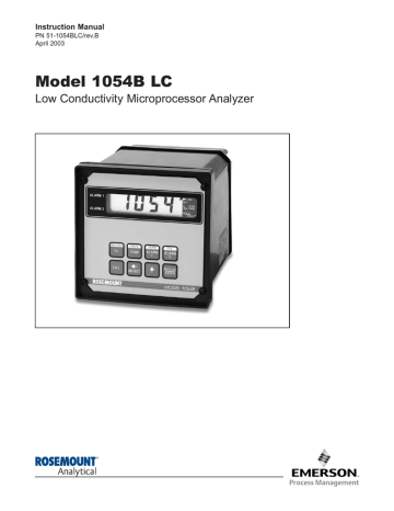 Rosemount 1054B-LC Low Conductivity Microprocessor Owner's Manual ...