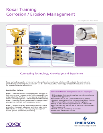 Roxar Corrosion Monitoring System Datasheet | Manualzz