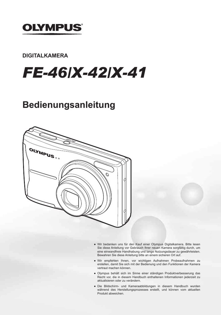 Olympus x 42 Bedienungsanleitung | Manualzz