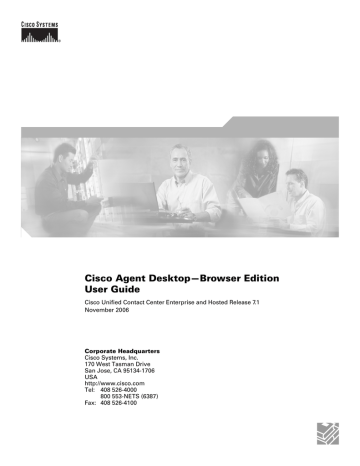 Cisco Agent Desktop Browser Edition User Guide | Manualzz