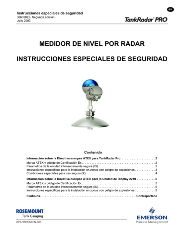 TankRadar Pro e 2210: Instrucciones especiales de seguridad | Manualzz