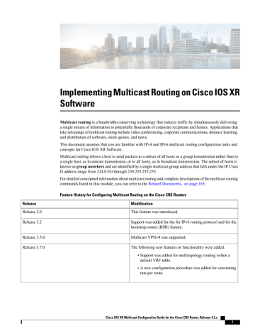 Cisco CRS Router Multicast Routing Configuration Guide | Manualzz