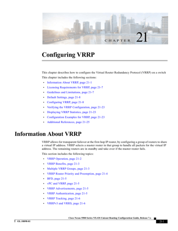 Configuring VRRP on Cisco Nexus 5500 NX-OS - Configuration Guide | Manualzz