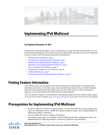 Cisco IPv6 Multicast Configuration Guide | Manualzz