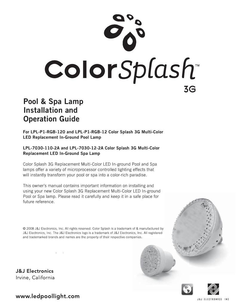 J Electronics Color Splash 3g Led Pool Light | Shelly Lighting